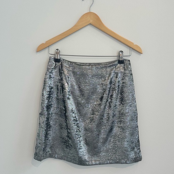 Skirts | Silver Metallic Mini Skirt | Poshmark